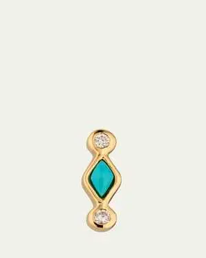 SYDNEY EVAN 14k Yellow Gold And Diamond Stud Earrings - Turquoise