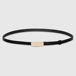 Gucci Thin Belt With Plaque Buckle - Black