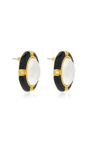 BEN-AMUN Gold-tone Enamel Pearl Earrings