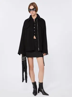 Max Mara Double-faced Wool Pea Coat With Leather Belt