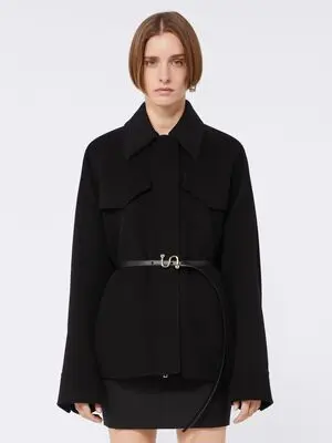 Max Mara Double-faced Wool Pea Coat With Leather Belt