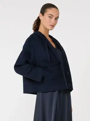 Max Mara Hooded Wool Jacket - Navy