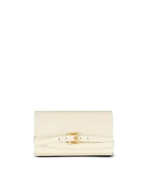 Balmain Crinkled Leather Wallet With Shuffle Chain - Beige
