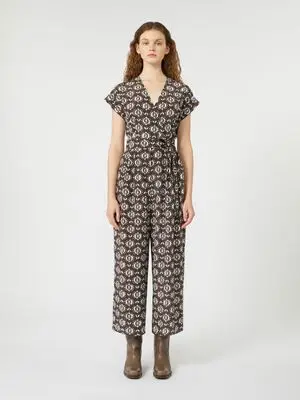 Max Mara Printed Silk Crepe De Chine Jumpsuit