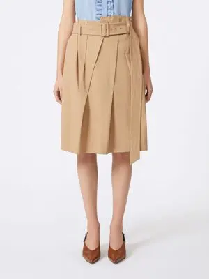 Max Mara Cotton Twill Pleated Skirt