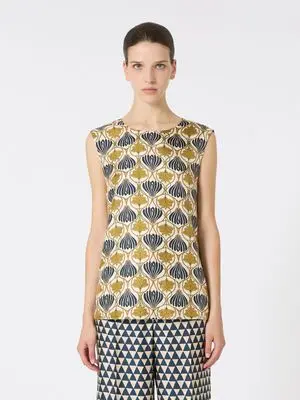 Max Mara Reversible Printed Silk Top - Mustard
