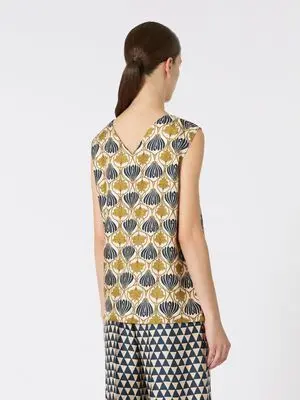 Max Mara Reversible Printed Silk Top - Mustard
