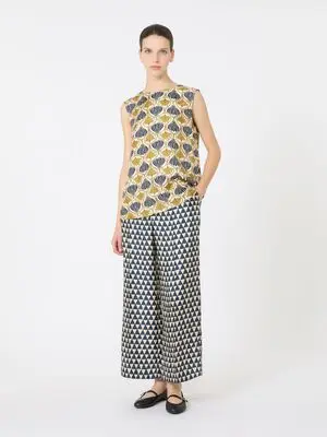 Max Mara Reversible Printed Silk Top - Mustard