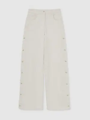 REISS Evelyn Side Button Wide Leg Jeans