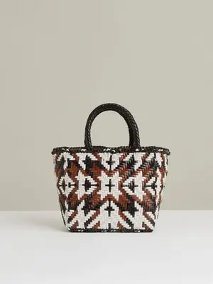 REISS Margot Small Leather Woven Tote Bag