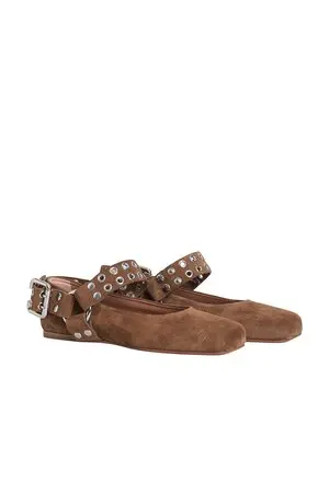 Studded Suede Ballet Flats