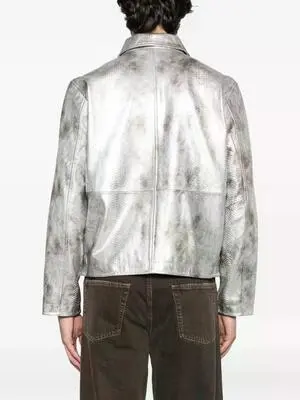 SUNFLOWER Snakeskin-effect Zip-front Jacket - Silver