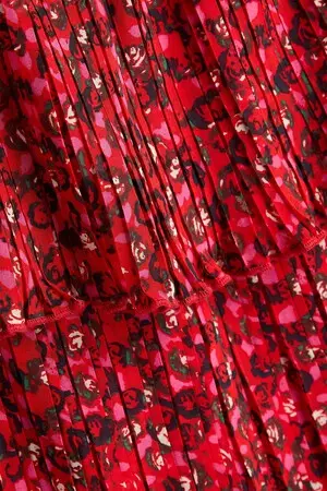 GANNI Floral-print Plissé Chiffon Midi Dress