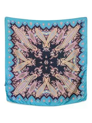 Etro Paisley-pattern Silk Scarf - Blue
