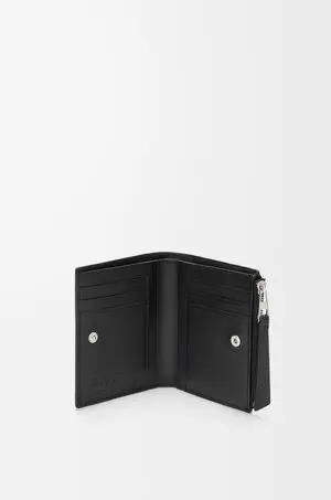 Loewe Puzzle Slim Compact Wallet In Supple Grained Leather Skin - Black