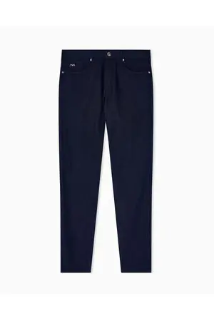 Emporio Armani J06 Slim-fit Micro Polka-dot Denim Jeans - Blue