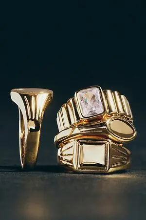 Anthropologie Center Stone Cigar Band Ring - Clear