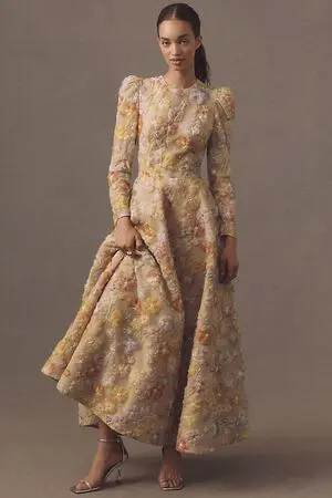 Helsi Tessa Long-Sleeve Appliqu A-Line Maxi Dress - Yellow | Editorialist