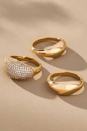 Ettika Set Of Three Rings - Gold