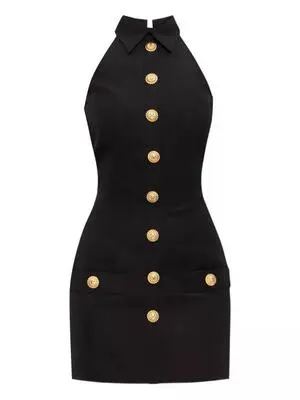 Balmain Halterneck Buttoned Mini Dress