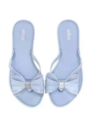 Melissa Slim V Bow-embellished Flip-flops - Blue