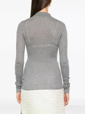 Moncler Long Sleeve Wool Polo Top