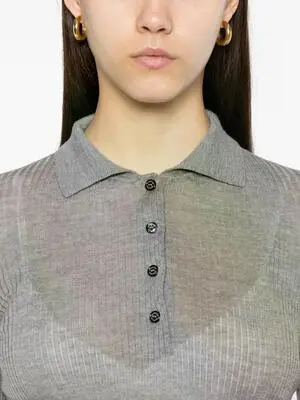 Moncler Long Sleeve Wool Polo Top