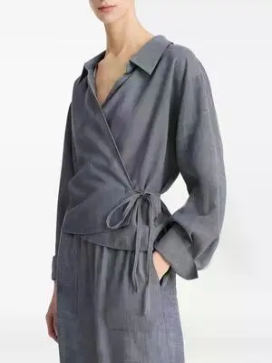 Vince Wrap-effect Collared Top