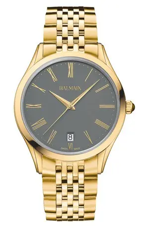 BALMAIN WATCHES Classic Grey Dial Bracelet Watch - Yellow Gold Pvd Coating