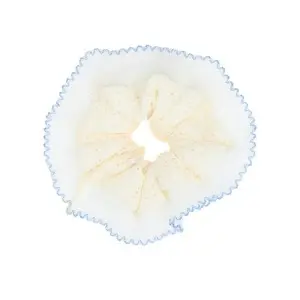 L. Erickson Liliana Eyelet Scrunchie - White/blue