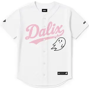 DALIX Heartly Ghost Baseball Varsity Shirt - White