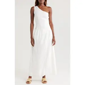BOAMAR Willow One-shoulder Linen Cover-up Dress - Ivory