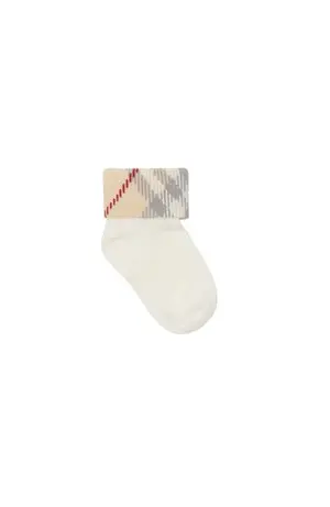 Burberry Check Trim Cotton-Blend Socks White