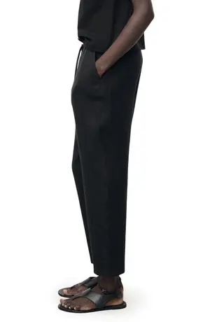 Mango Linen Drawstring Straight-leg Pants - Black