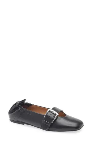 GANNI Mary Jane Ballet Flat - Black