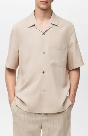Mango Regular Fit Lyocell Camp Shirt - Sand