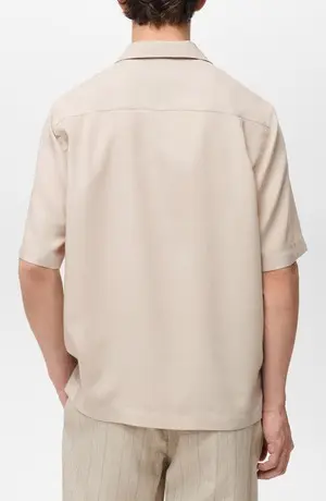 Mango Regular Fit Lyocell Camp Shirt - Sand