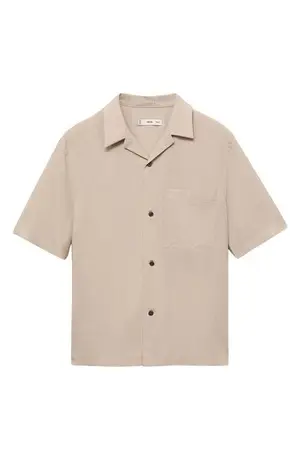 Mango Regular Fit Lyocell Camp Shirt - Sand