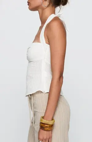 Princess Polly Isabetta Cotton Halter Top - White