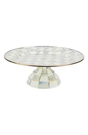 MACKENZIE-CHILDS Sterling Check Pedestal Platter - Grey/white
