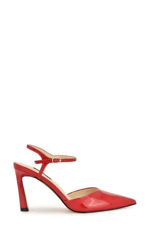 Nine West Ankle Strap Pointed Toe Pumps - Medium Red