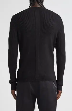 Rick Owens Geo Rib Virgin Wool Sweater - Black