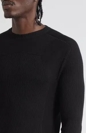 Rick Owens Geo Rib Virgin Wool Sweater - Black