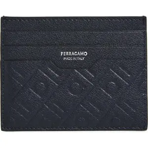 FERRAGAMO Gancio Embossed Leather Card Case - Bluemarine