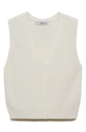 Mango Open Knit Sweater Vest - White