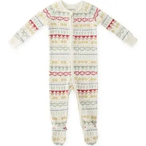 PEHR Print Rib Organic Cotton Footie - Fair Isle