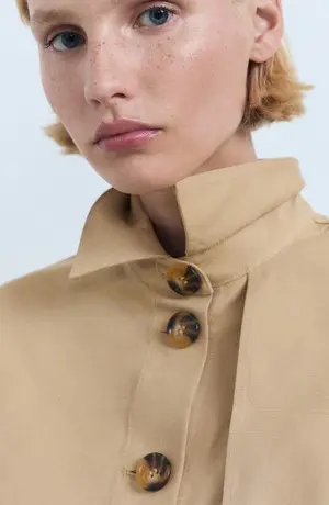 Mango Cotton-blend Cape Trench Jacket