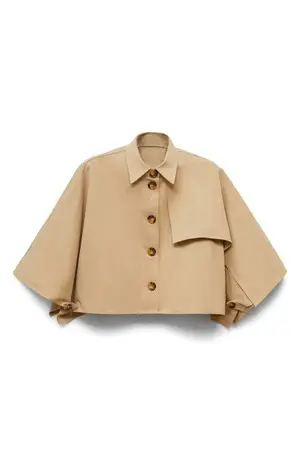 Mango Cotton-blend Cape Trench Jacket
