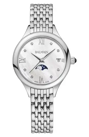 BALMAIN WATCHES BALMAIN WATCHES Diamond Moon Phase Bracelet Watch Stainless Steel