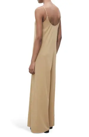 Mango Sleeveless Wide Leg Jumpsuit - Medium Brown